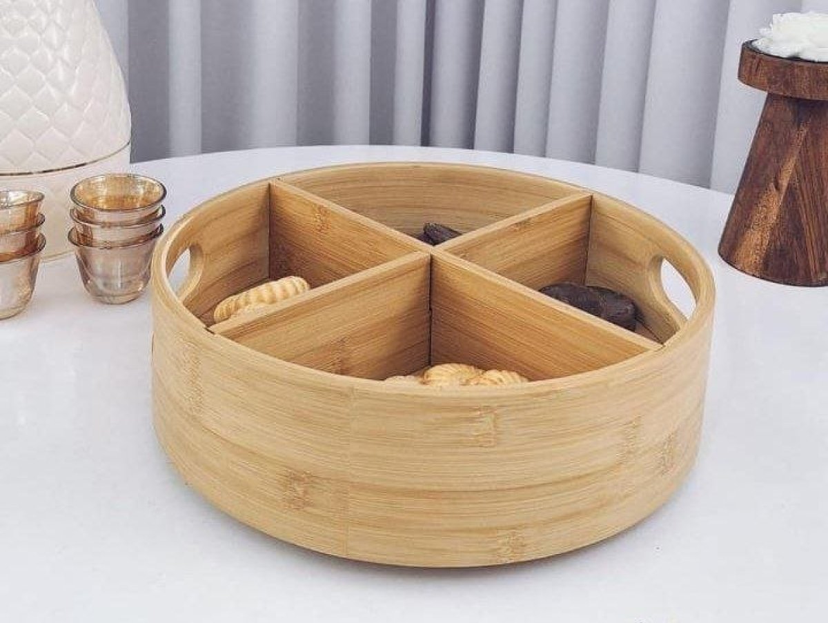 Custom Lazy Susan Revolving Wooden Platter Partition Serving Section ...
