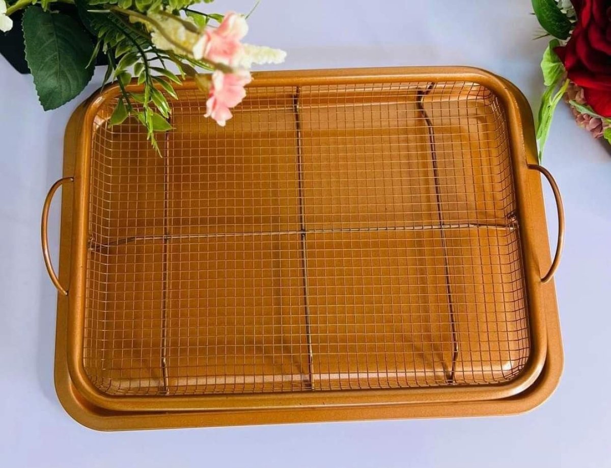 Frying and oil filtering tray, 2*1, cooper tray - دولار للاستيراد